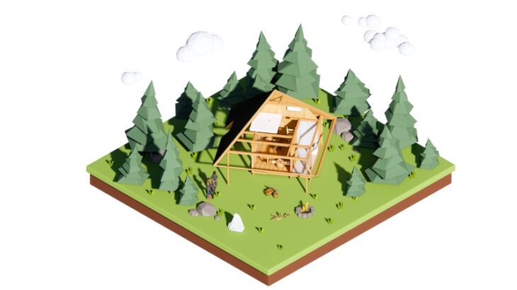 Une cabane en bois aux formes pyramidales et dimensions minimalistes ...